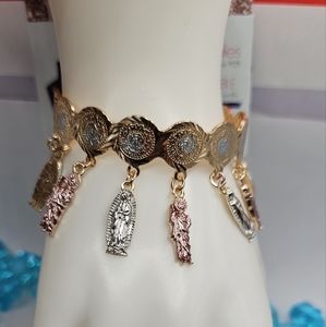 Gold-plated | Jewelry | Saint Jude Virgin Mary Coins Bracelet Gold ...